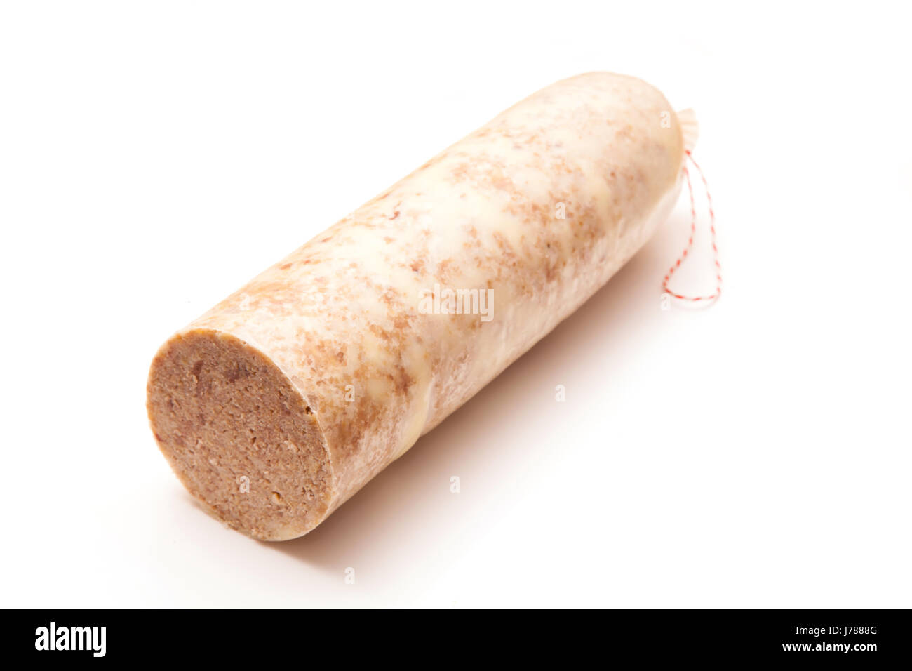 Traditional Scottish white pudding breakfast sausage made with pork and ...