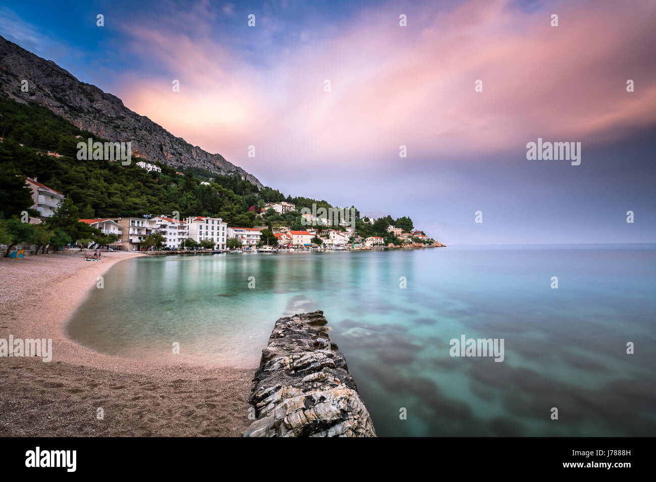Beautiful Adriatic Beach and Mimice Village on Omis Riviera in Dalmatia ...