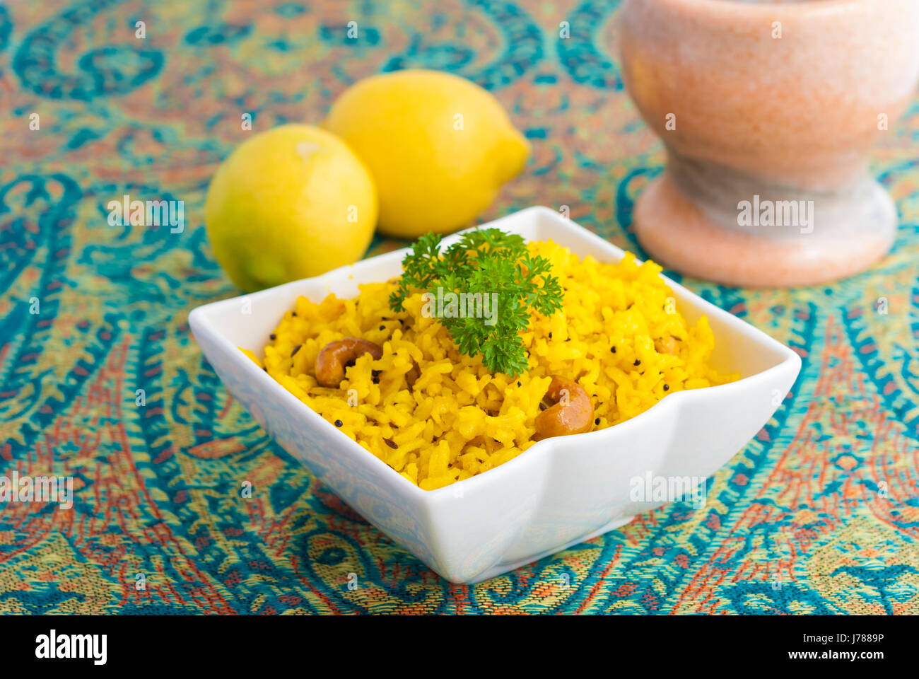 Lemon Rice with cashew - traditional South Indian turmeric rice Stock ...
