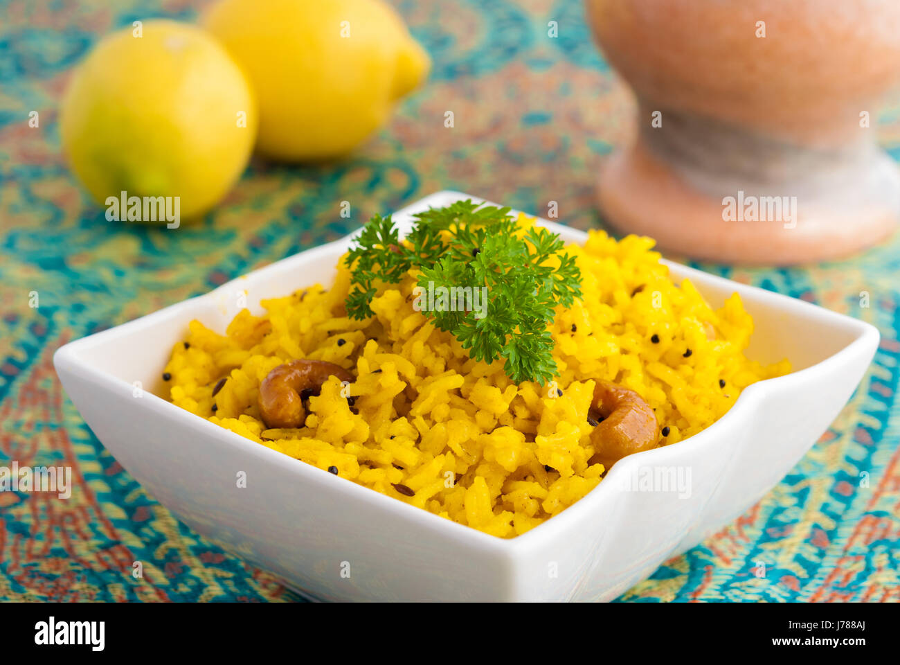 Lemon Rice with cashew - traditional South Indian turmeric rice Stock ...