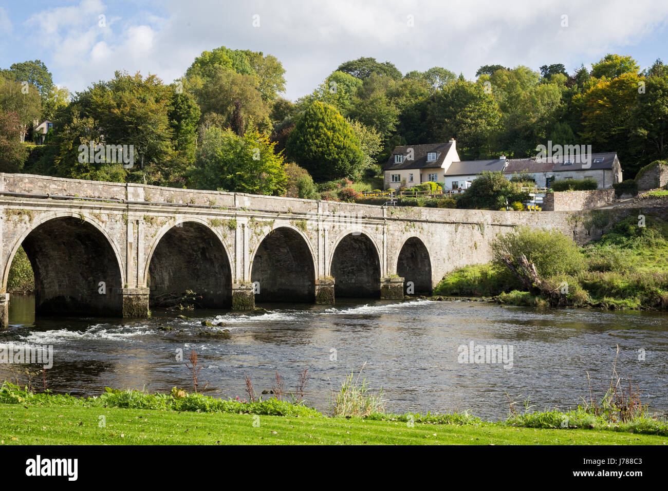 The historic and beautiful Ten Arch stone Bridge over River Nore in ...