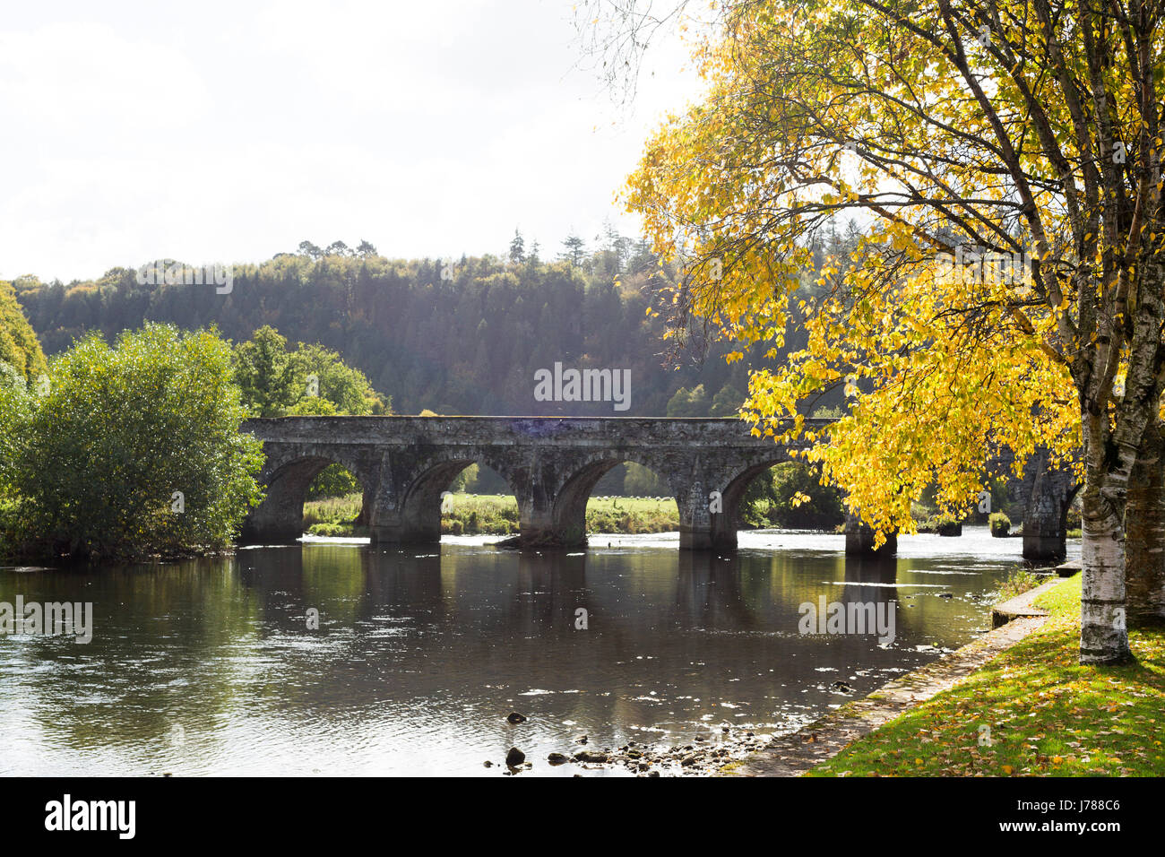 The historic and beautiful Ten Arch stone Bridge over River Nore in ...