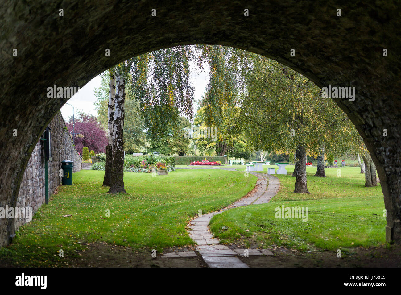 Walking through The historic and beautiful Ten Arch stone Bridge over ...