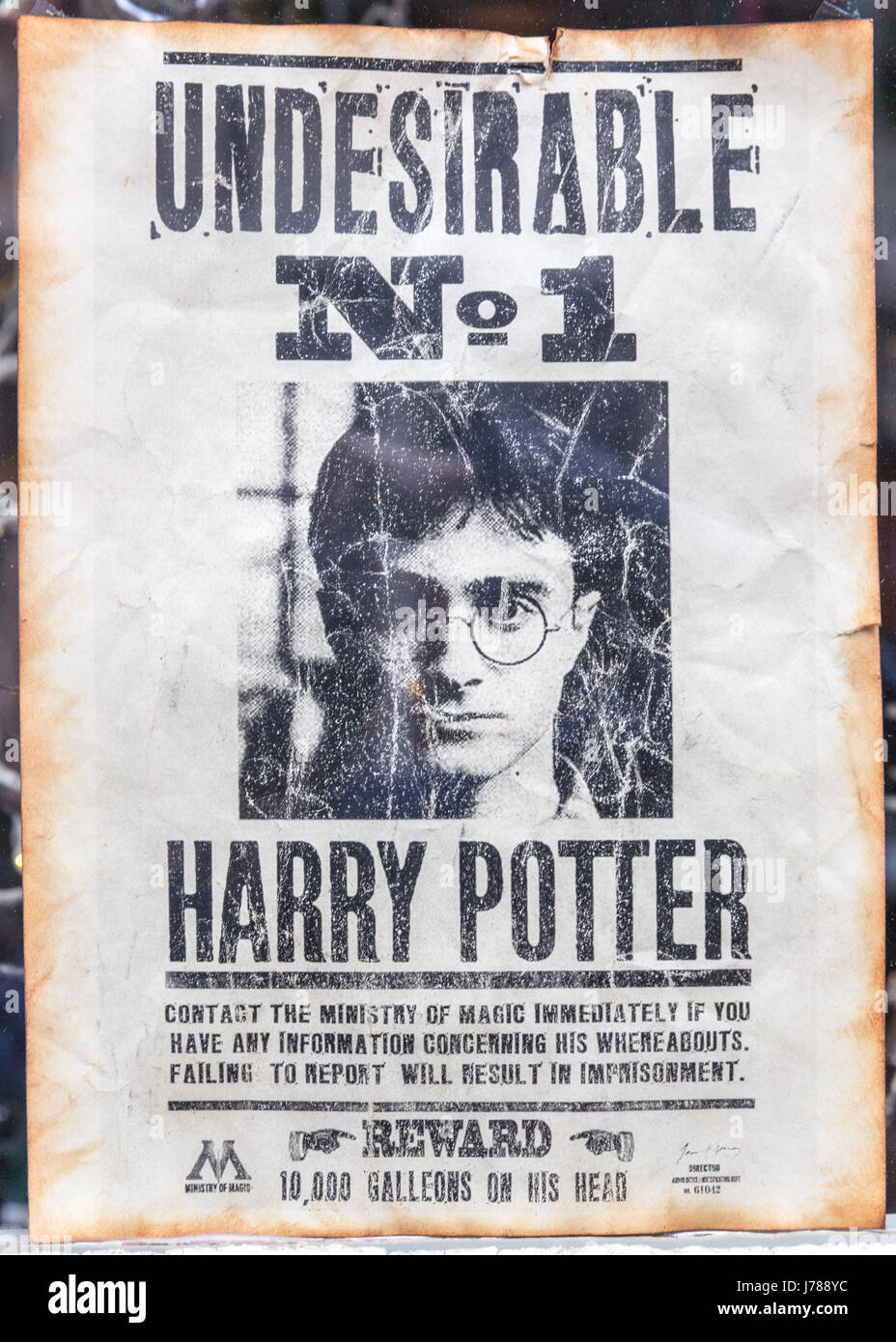 Harry Potter sign in a shop window in a shop on The Shambles (aka ...