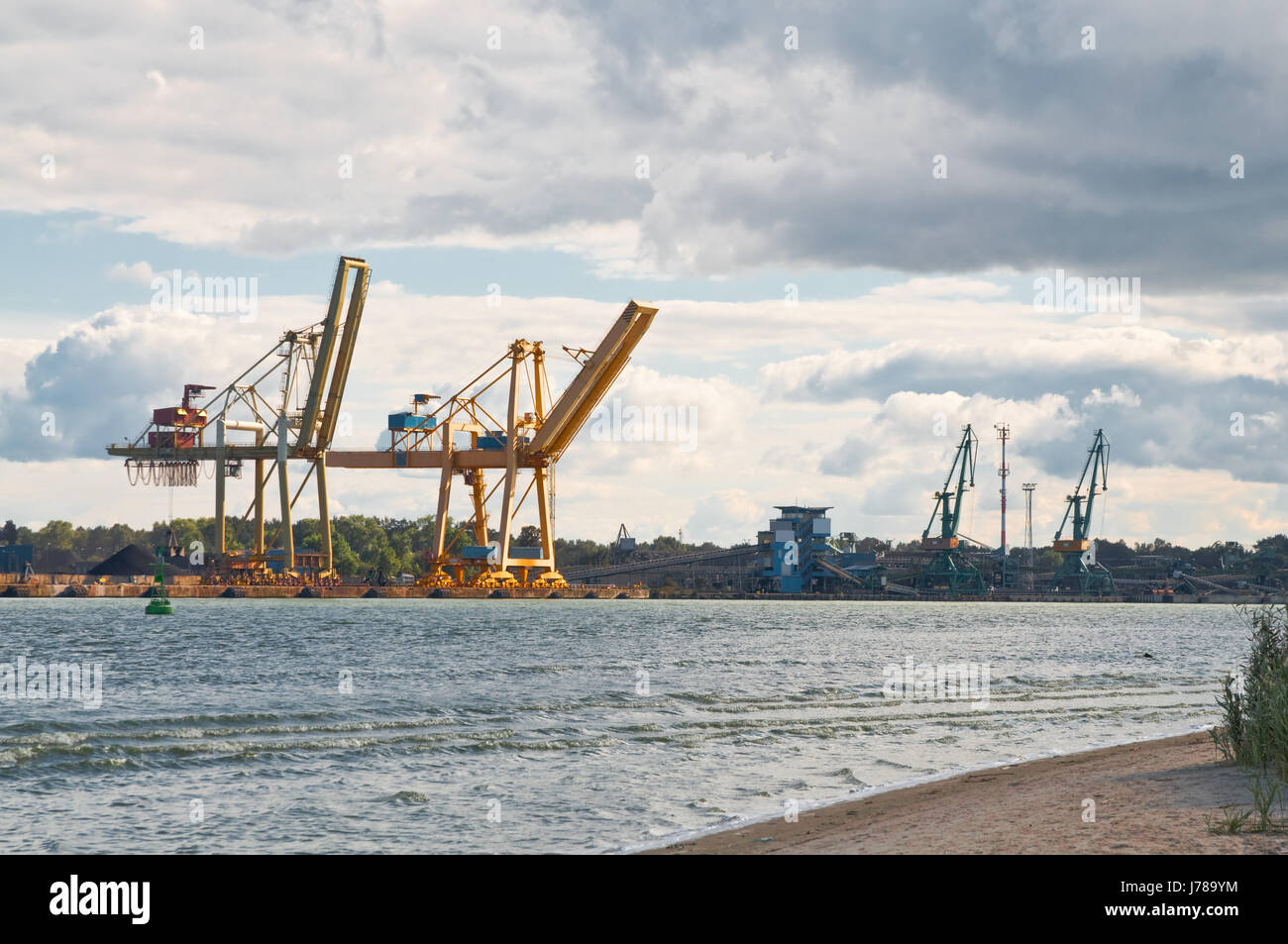 harbor transport port seaport salt water sea ocean water crane lift big ...