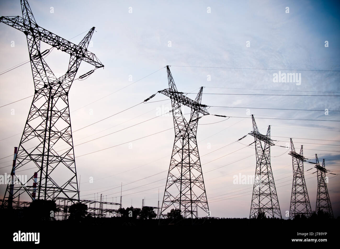 Power line work silhouette hi-res stock photography and images - Alamy