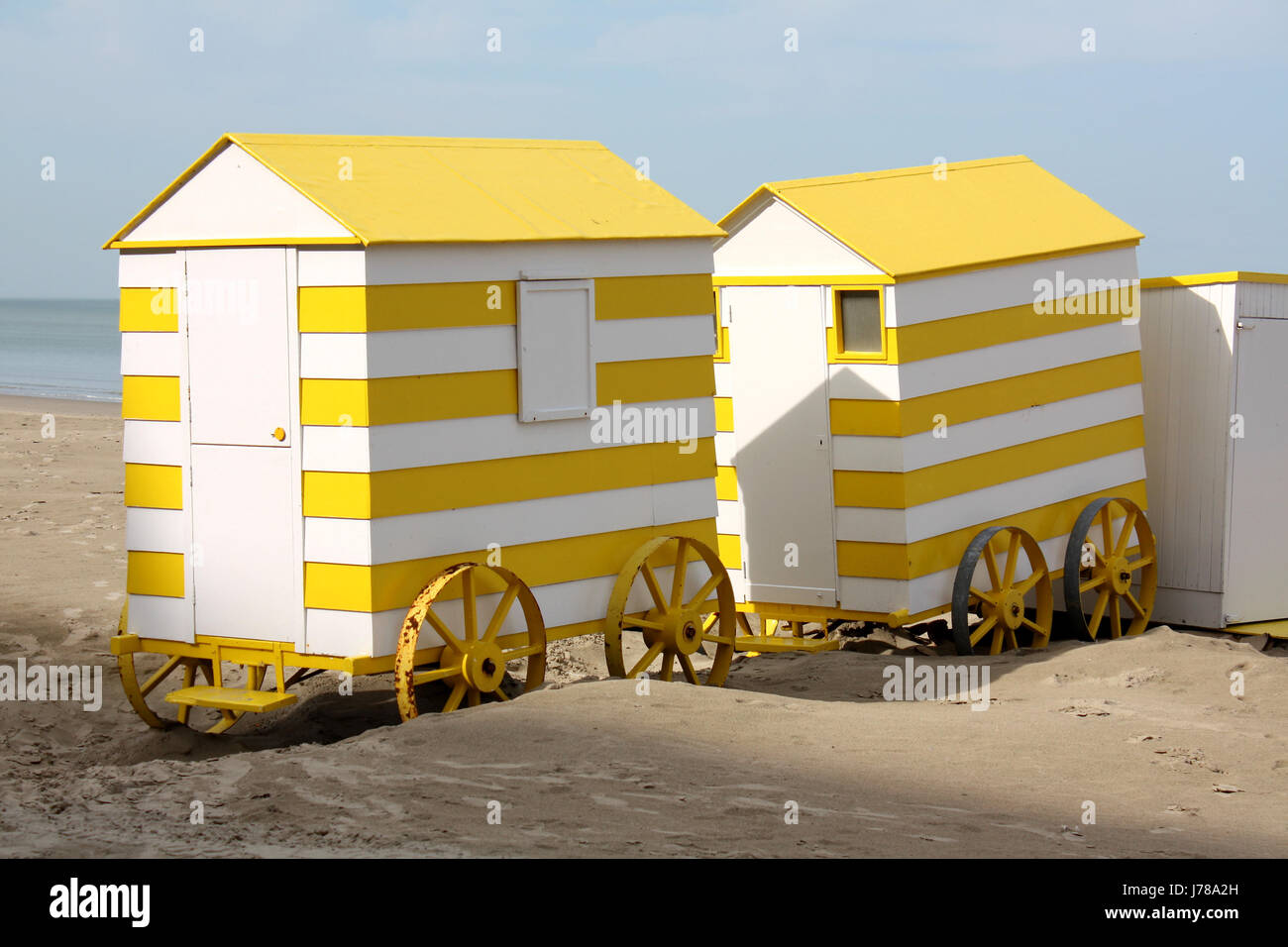 beach seaside the beach seashore belgium changing cubicle locker blue ...
