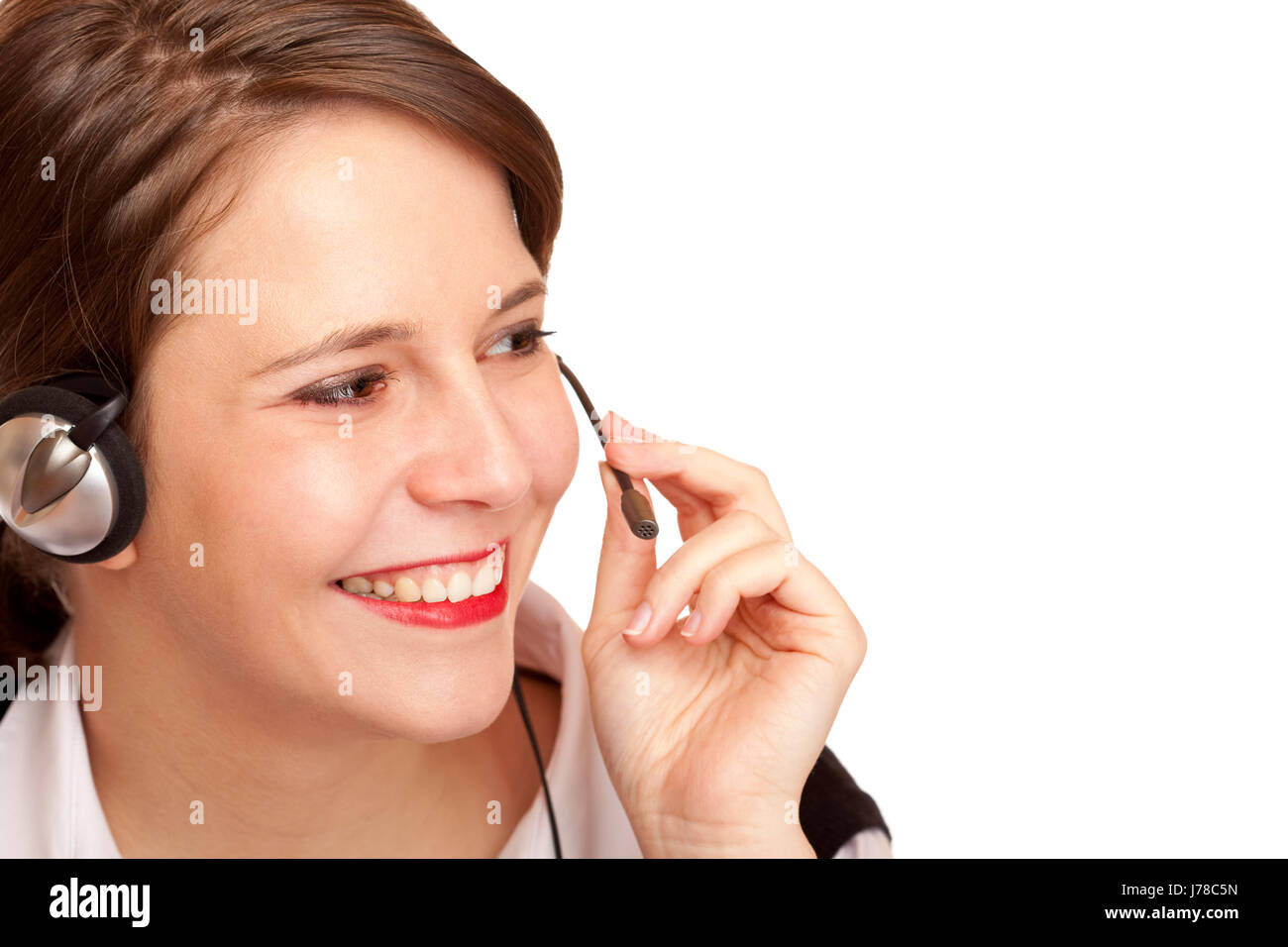secretary headset telephone phone telephonist woman conversation ...