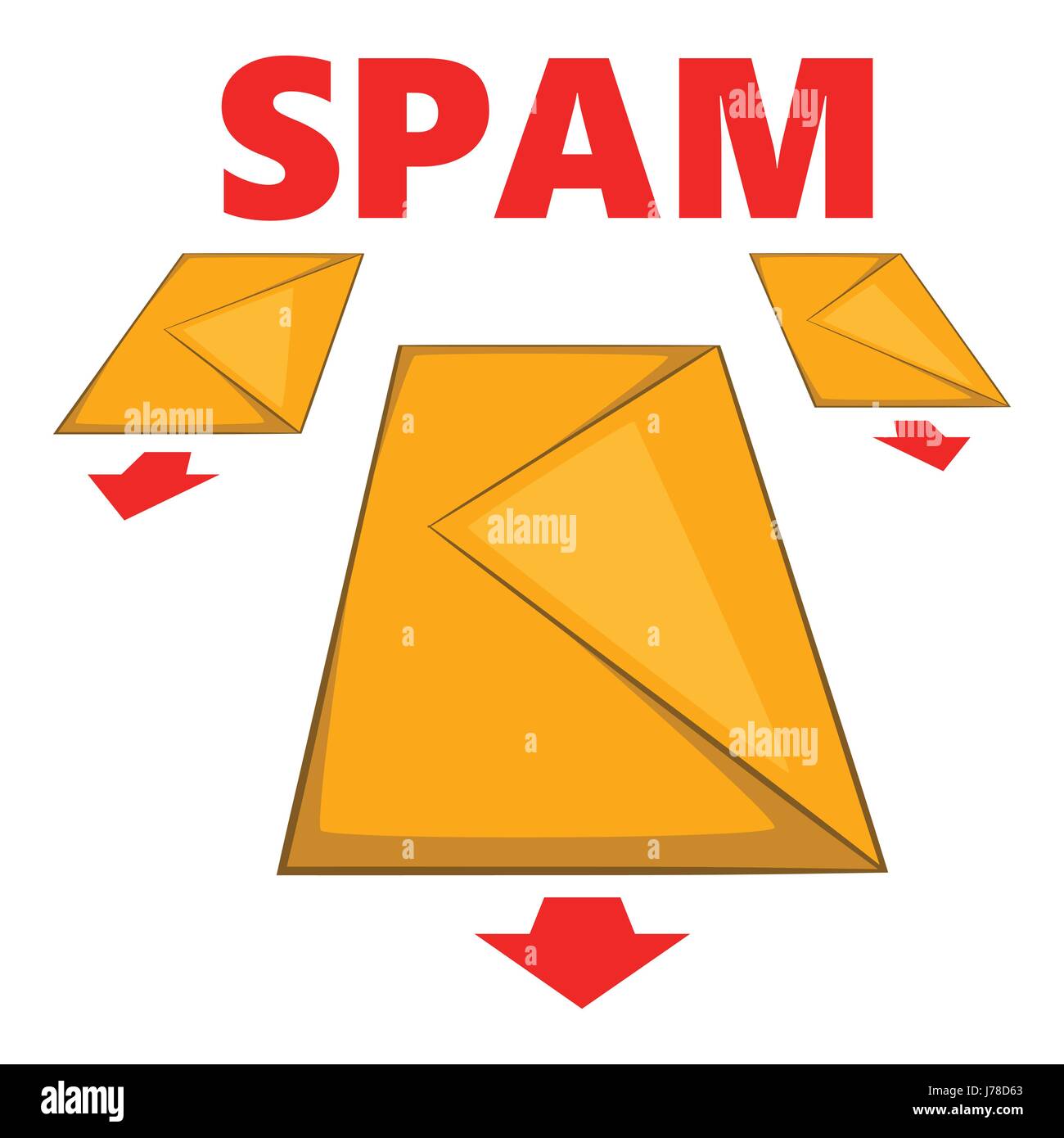 Spam envelopes icon in cartoon style isolated on white background ...