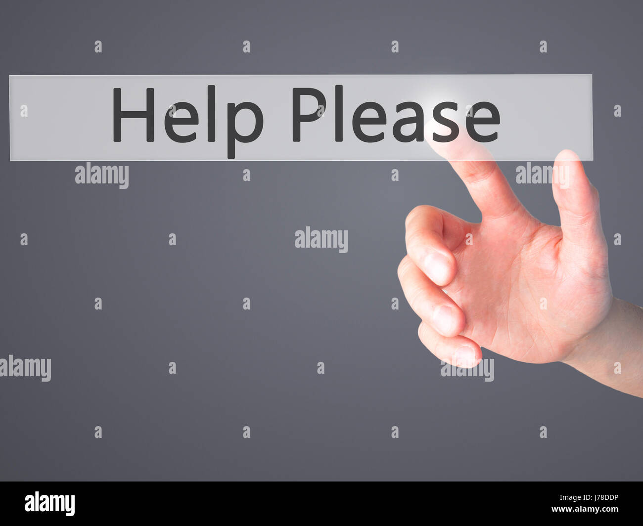 Help Please - Hand pressing a button on blurred background concept ...