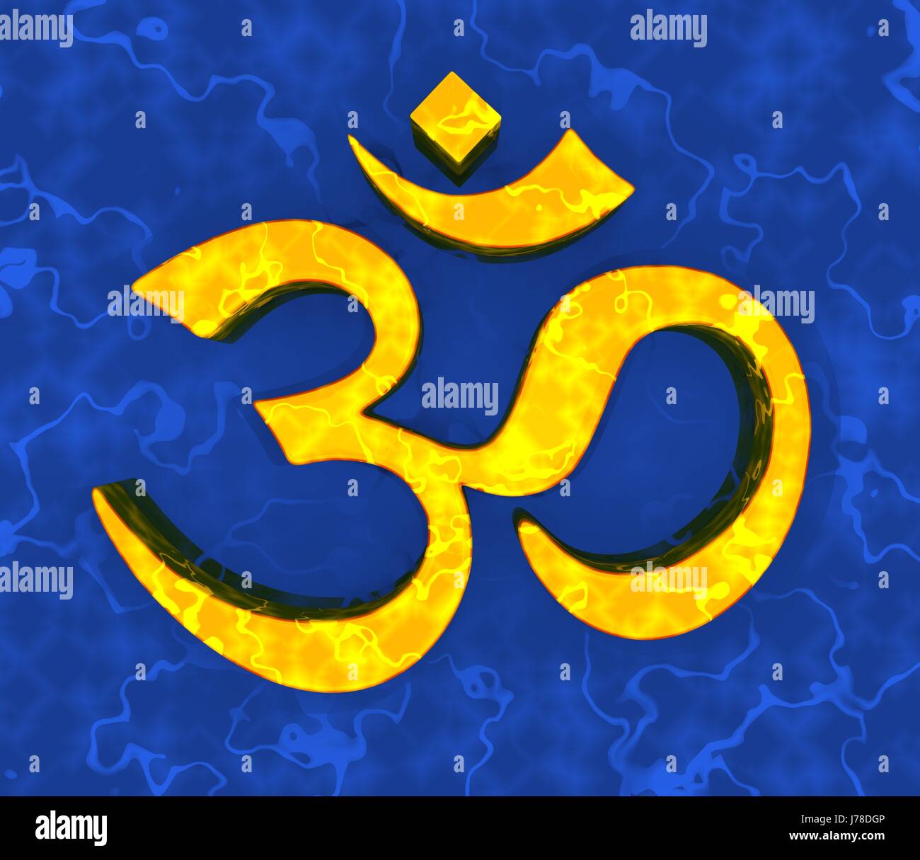 great om sign - gold on blue 08 Stock Photo - Alamy