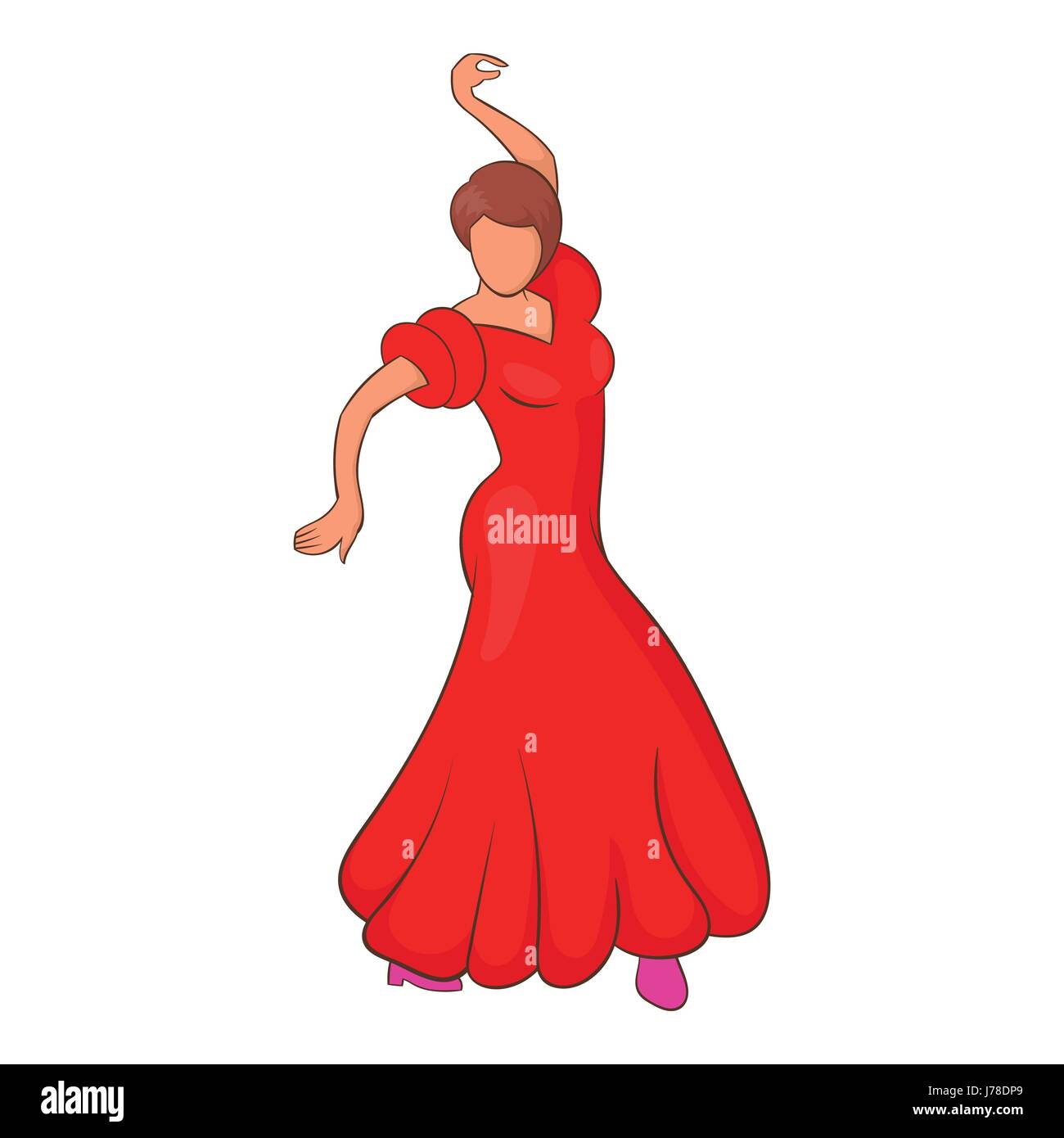 Flamenco dancer icon in cartoon style isolated on white background ...