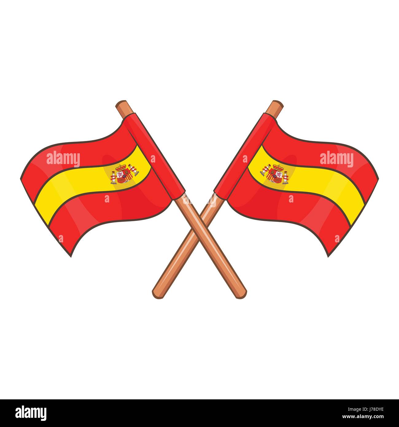Spain crossed flag icon in cartoon style isolated on white background ...