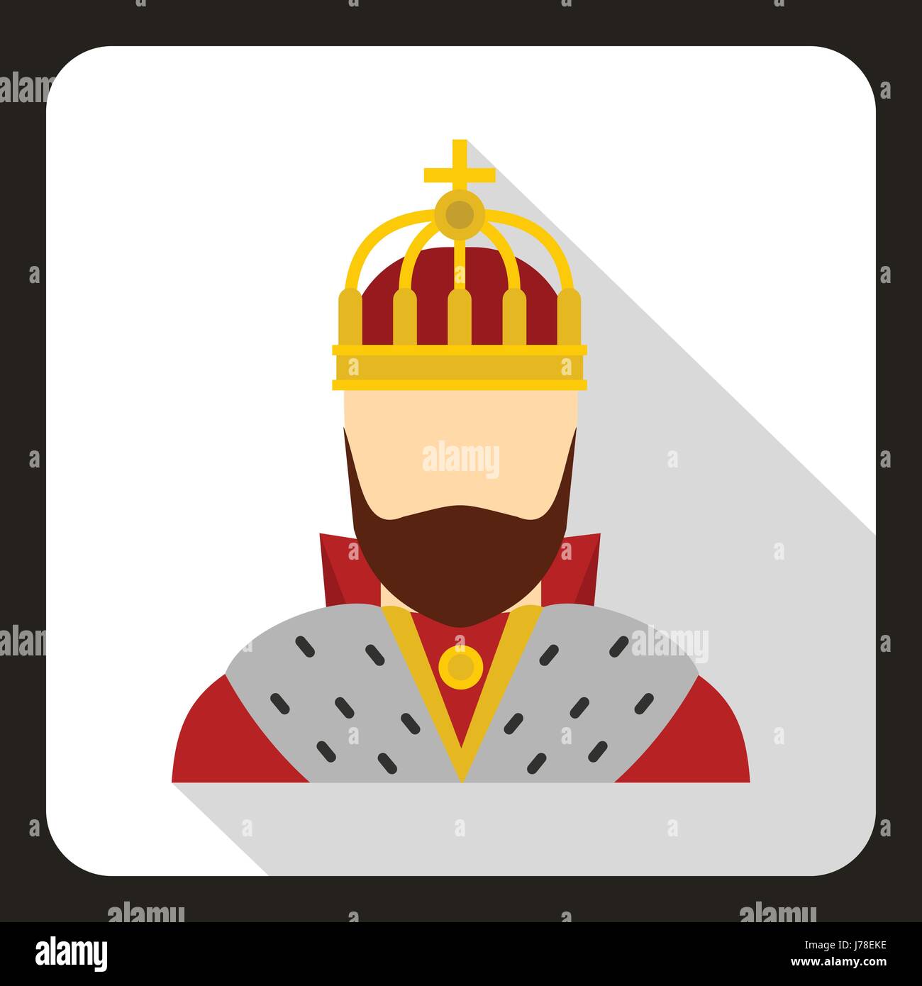 Medieval King icon in flat style on a white background vector ...