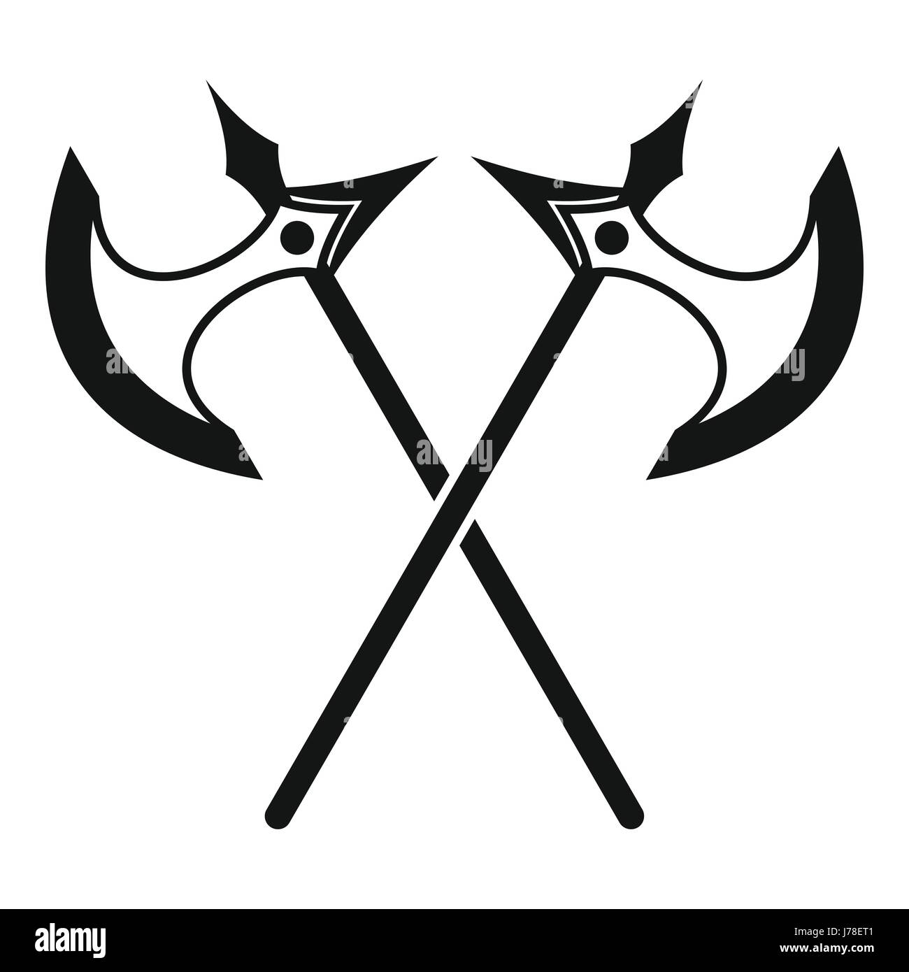 Crossed battle axes icon in simple style on a white background vector ...