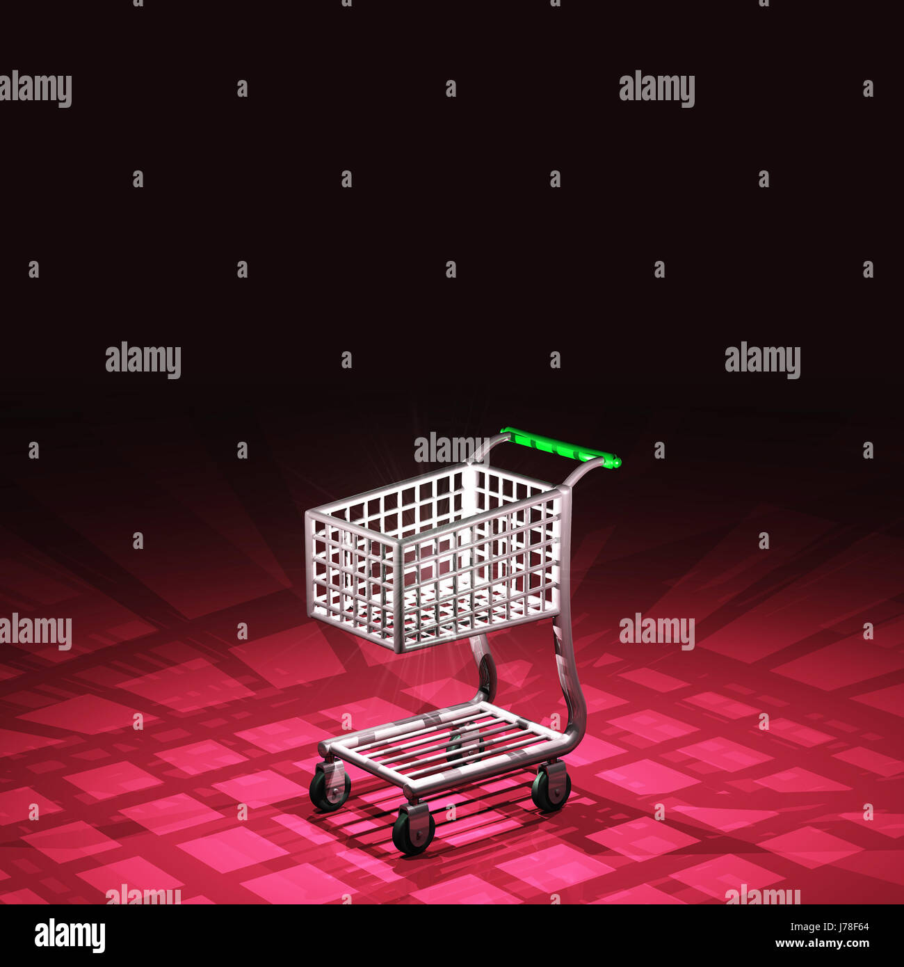 green shopping trolley cart shopping basket basket of goods red sign ...