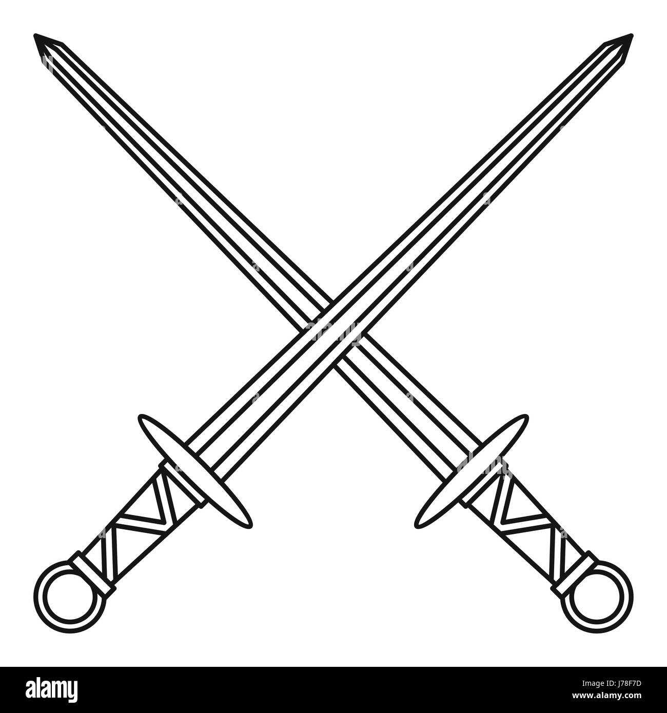 Medieval swords icon in outline style on a white background vector ...