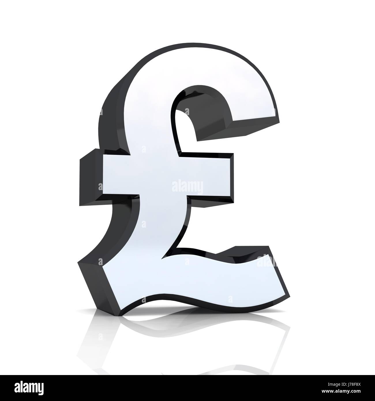 3d pound symbol - silver black chrome Stock Photo - Alamy