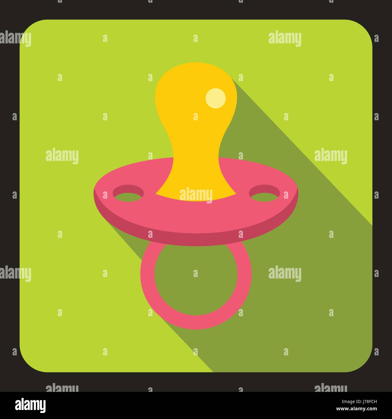 Pink baby pacifier icon in flat style on a white background vector ...