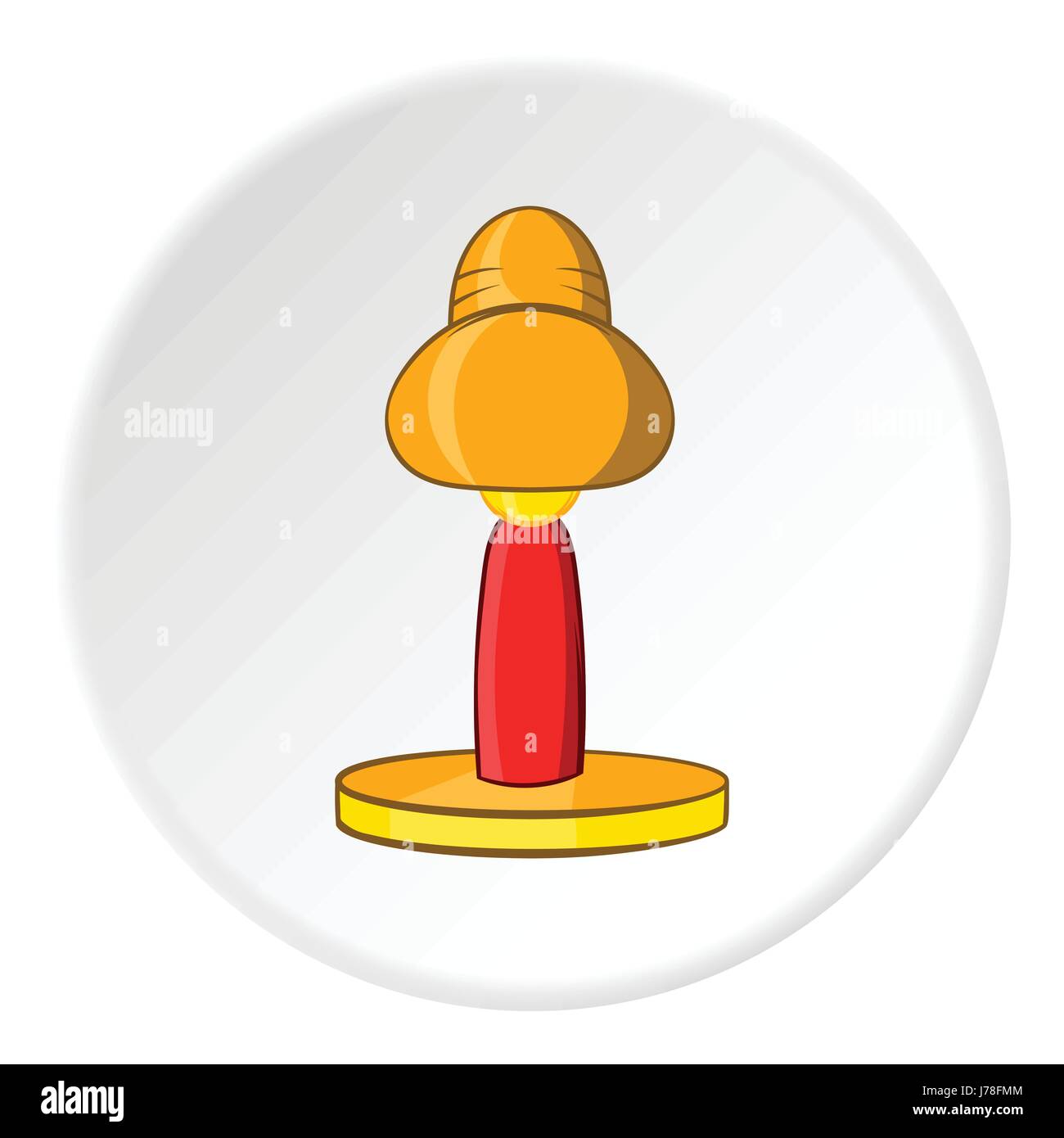 Table lamp icon in cartoon style isolated on white circle background ...