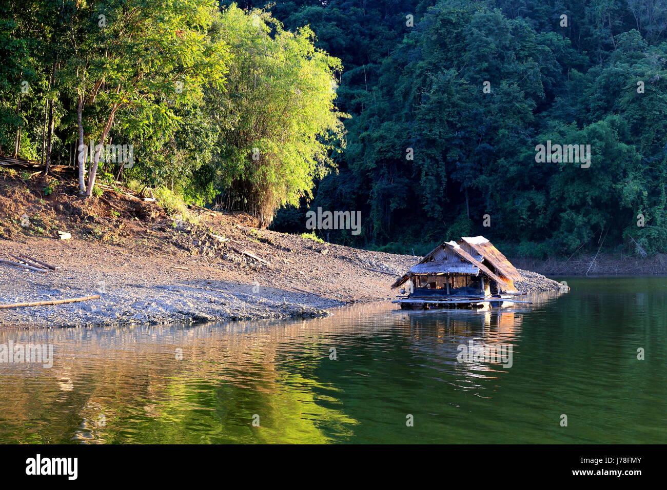 floating cottage in lake tropical view Stock Photo - Alamy