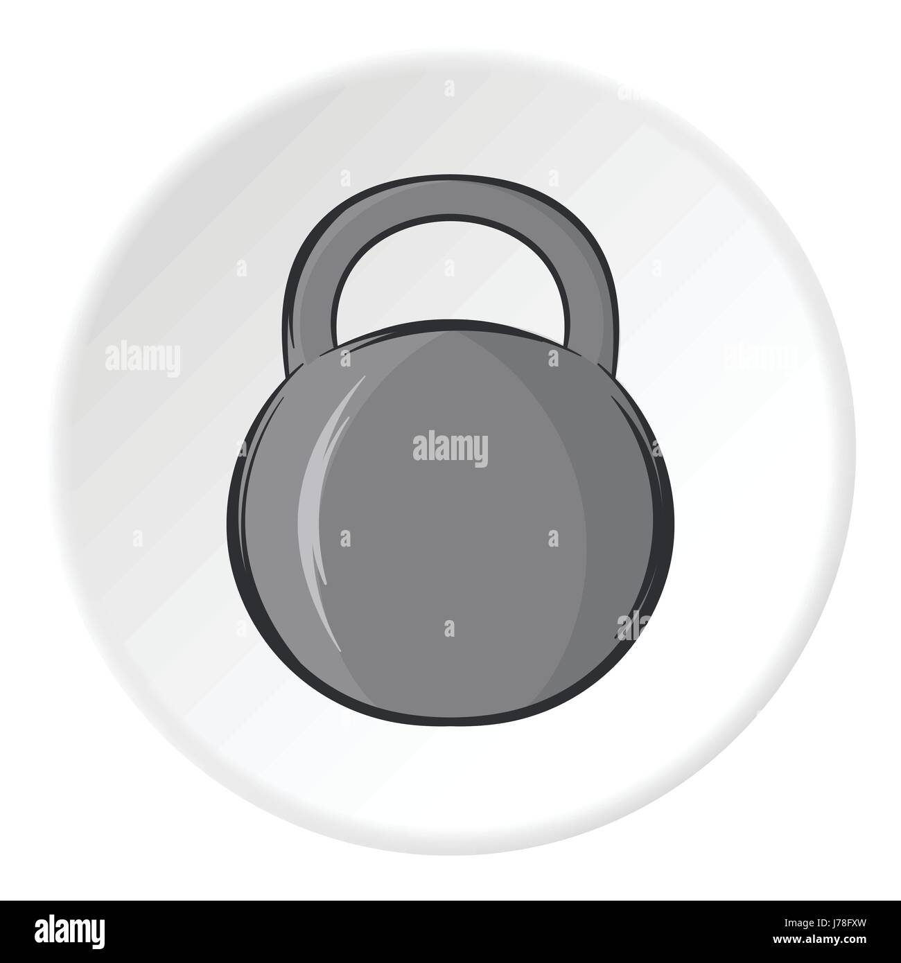 Weight icon in cartoon style isolated on white circle background. Sport ...