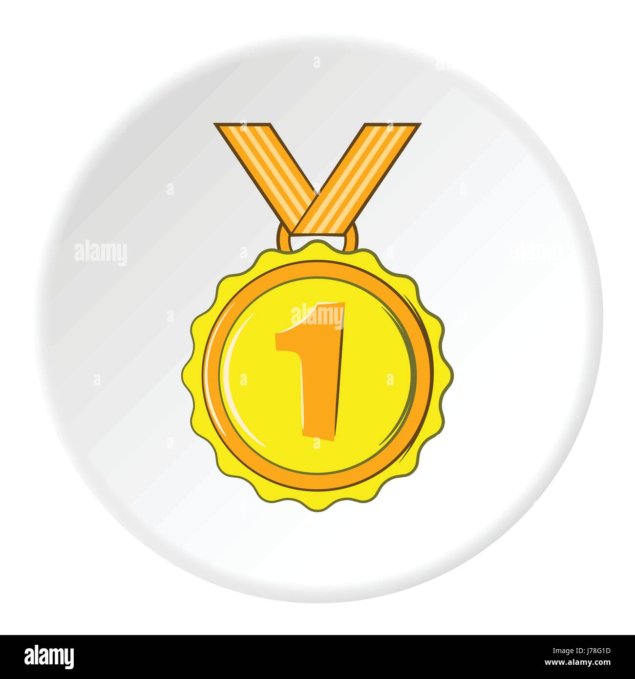 Medal for first place icon in cartoon style isolated on white circle ...