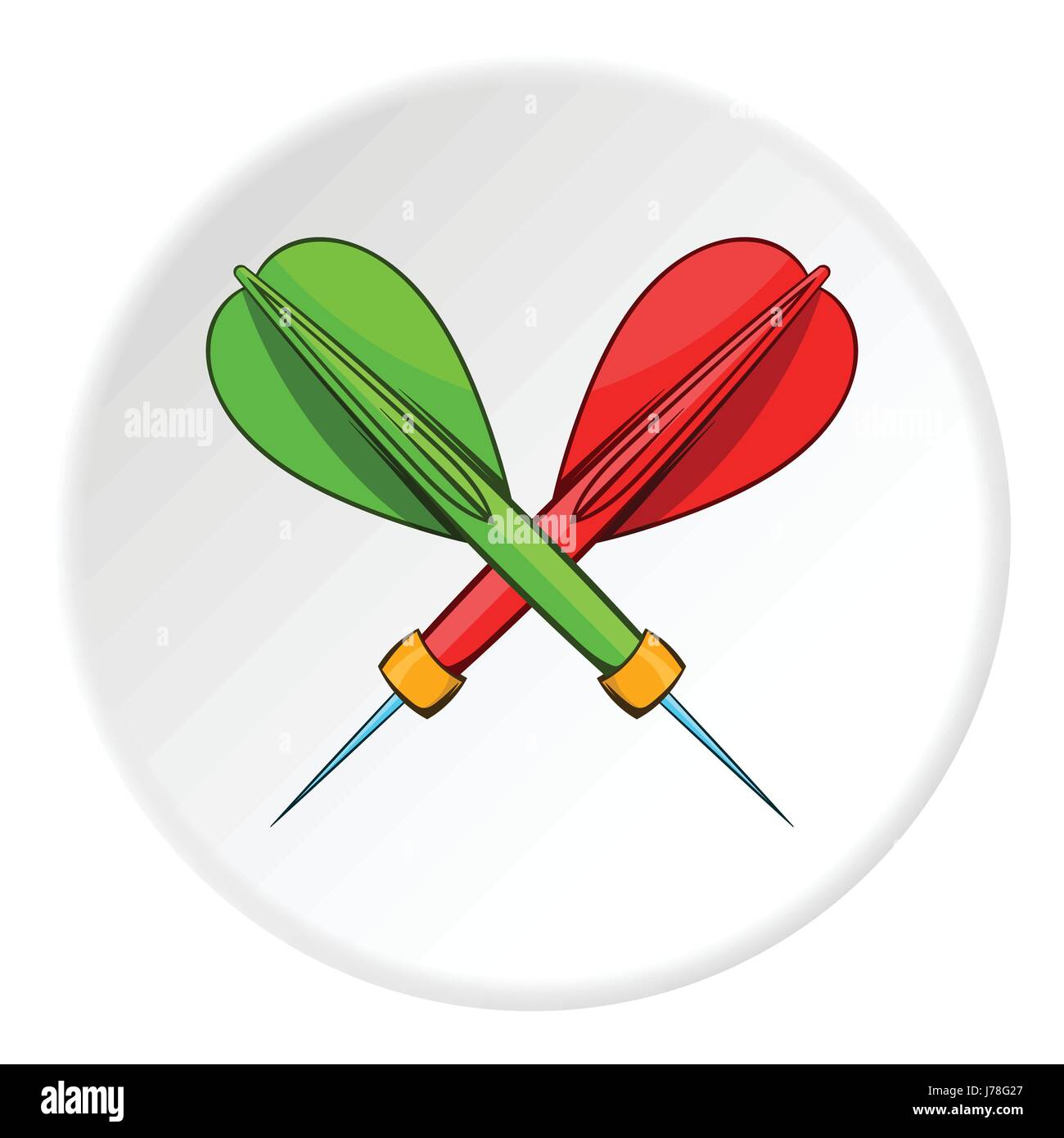 Darts icon in cartoon style isolated on white circle background. Sport ...