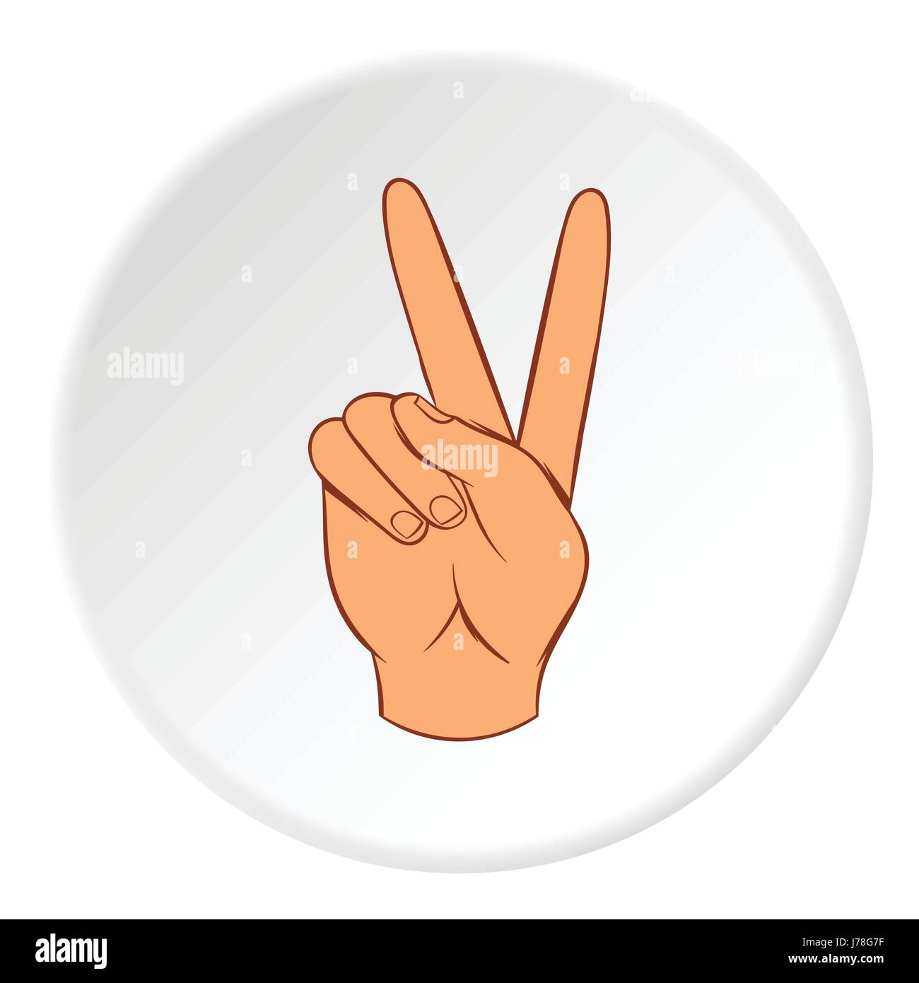 Gesture victoria icon in cartoon style on white circle background ...