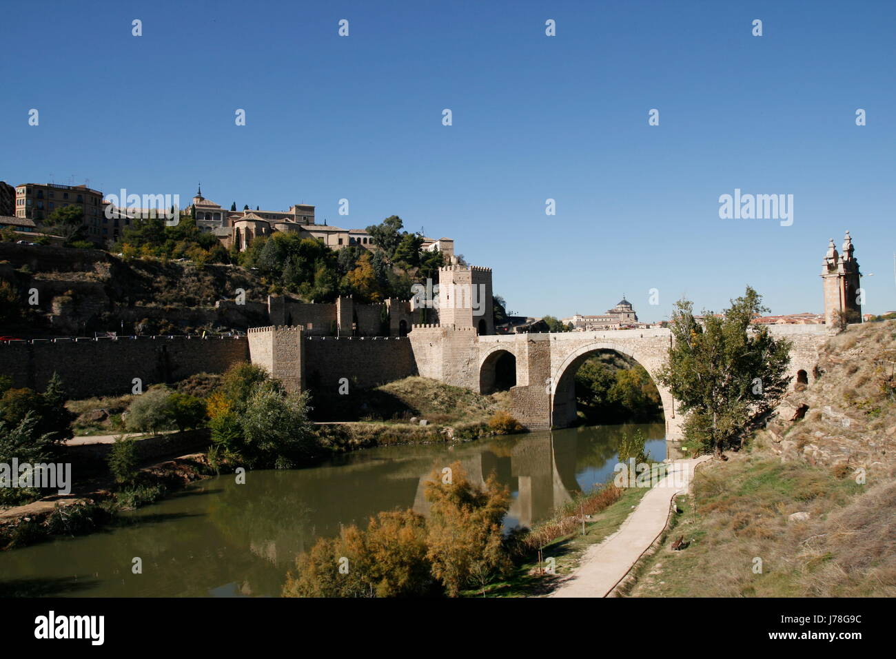 bridge spain bridges blue historical houses city town hill bridge old ...
