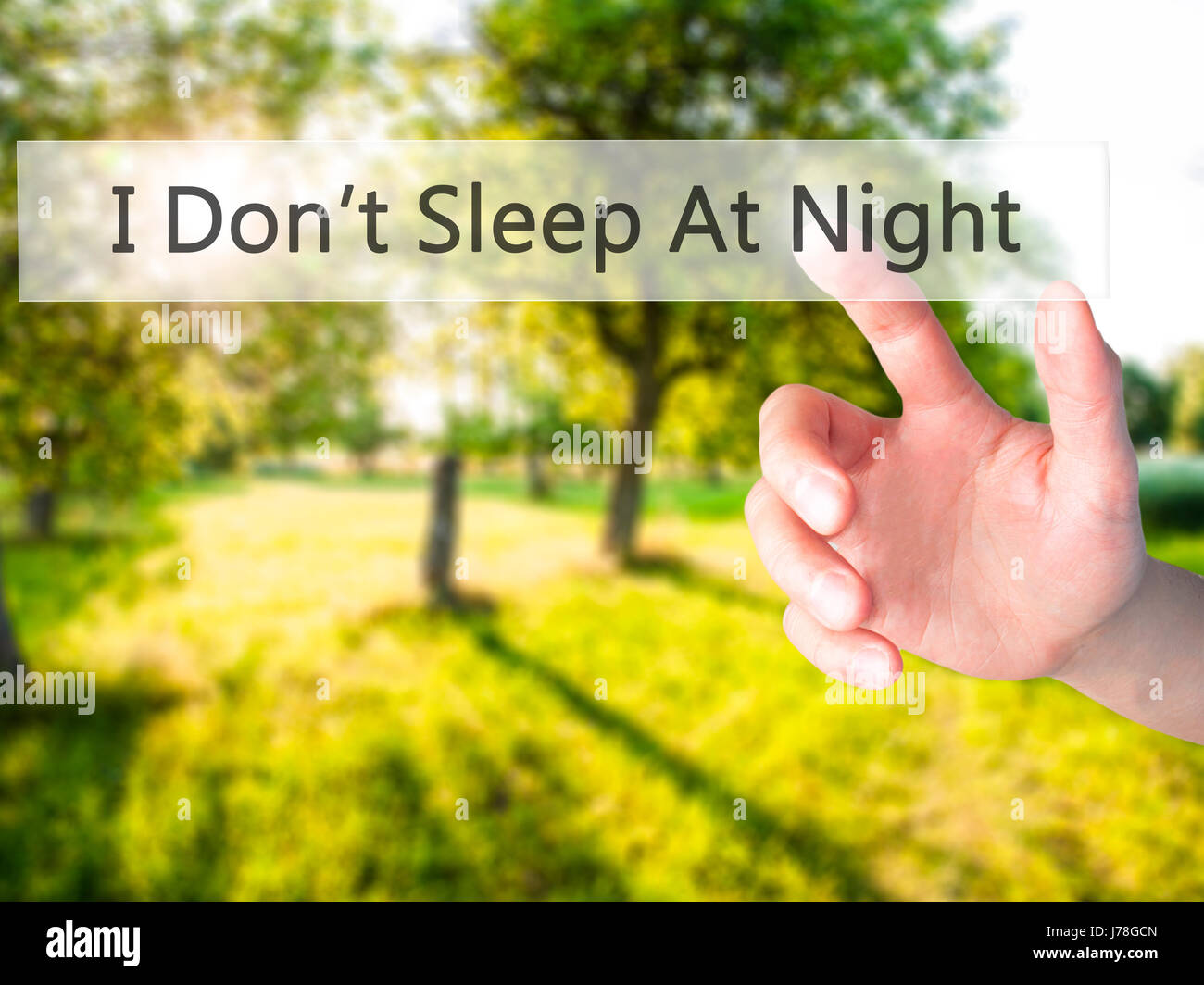 I Don't Sleep At Night - Hand pressing a button on blurred background ...