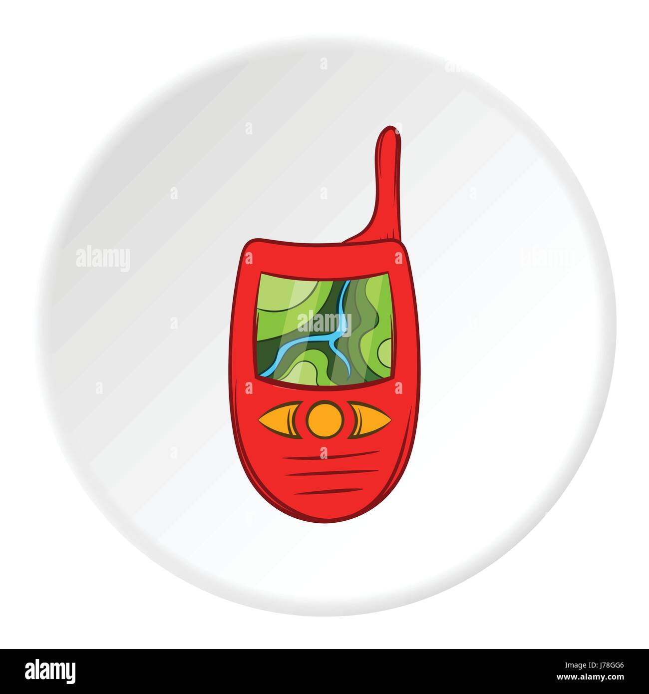 Radio icon in cartoon style on white circle background. Connection ...