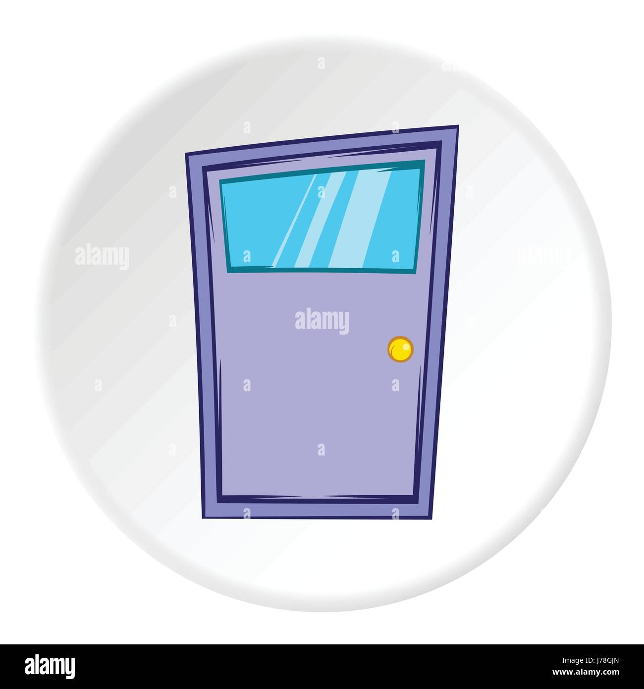 Kitchen door icon in cartoon style on white circle background. Interior ...