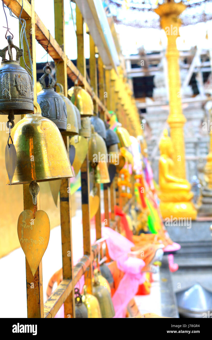 colorful gold bell in buddhism temple Stock Photo - Alamy