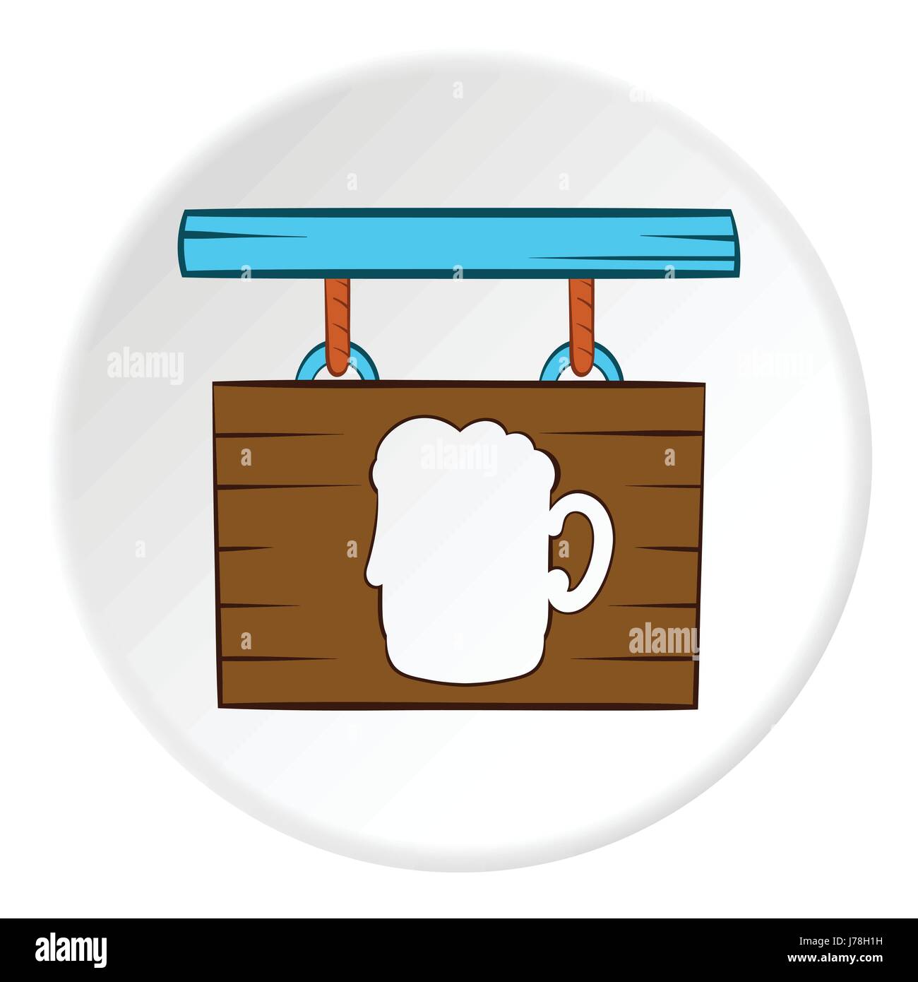 Sign beer bar icon in cartoon style on white circle background. Drink ...