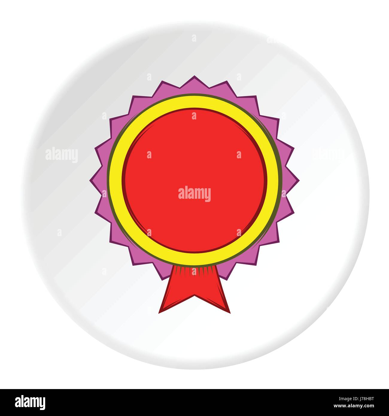 Round label quality icon in cartoon style on white circle background ...