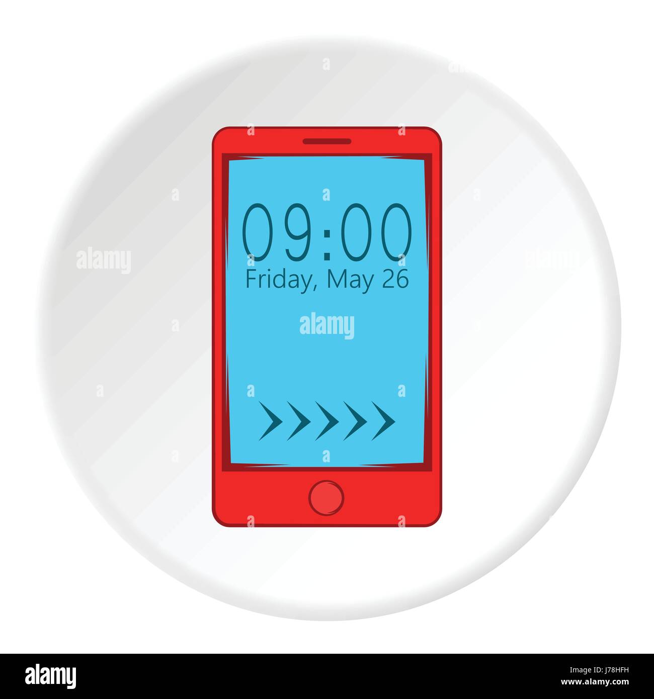 Watch on mobile phone icon in cartoon style on white circle background ...