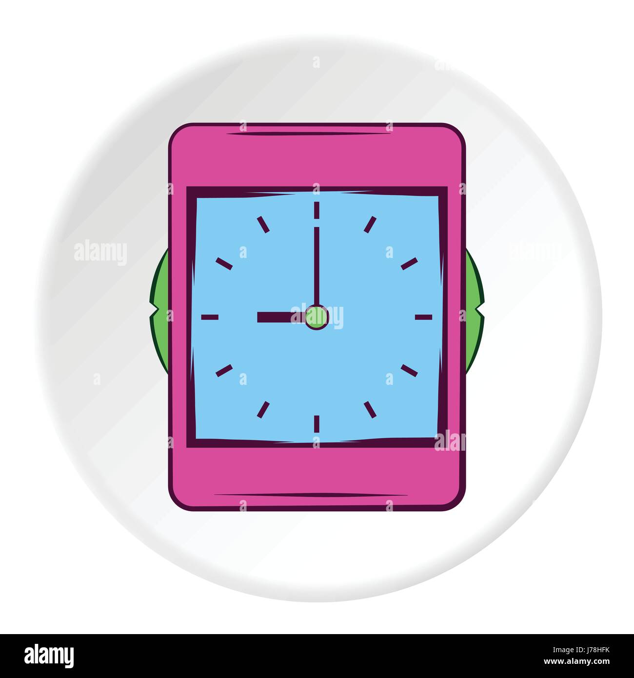 Wall clock icon in cartoon style on white circle background. Time ...