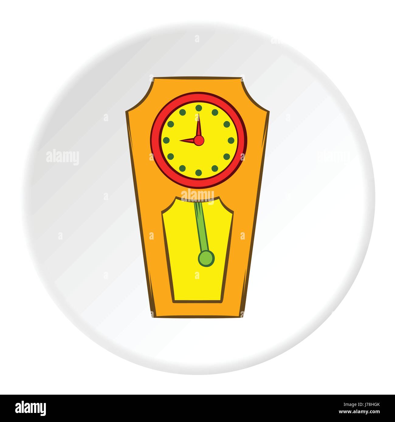 Large wall clock icon in cartoon style on white circle background. Time ...