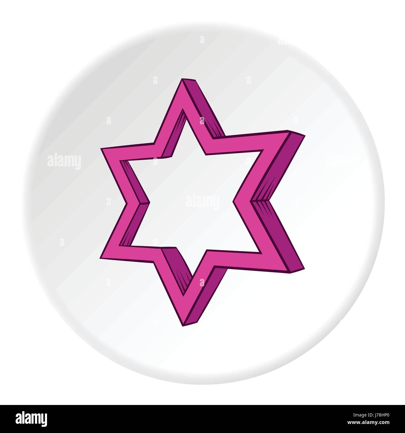 Geometric figure star icon in cartoon style on white circle background ...