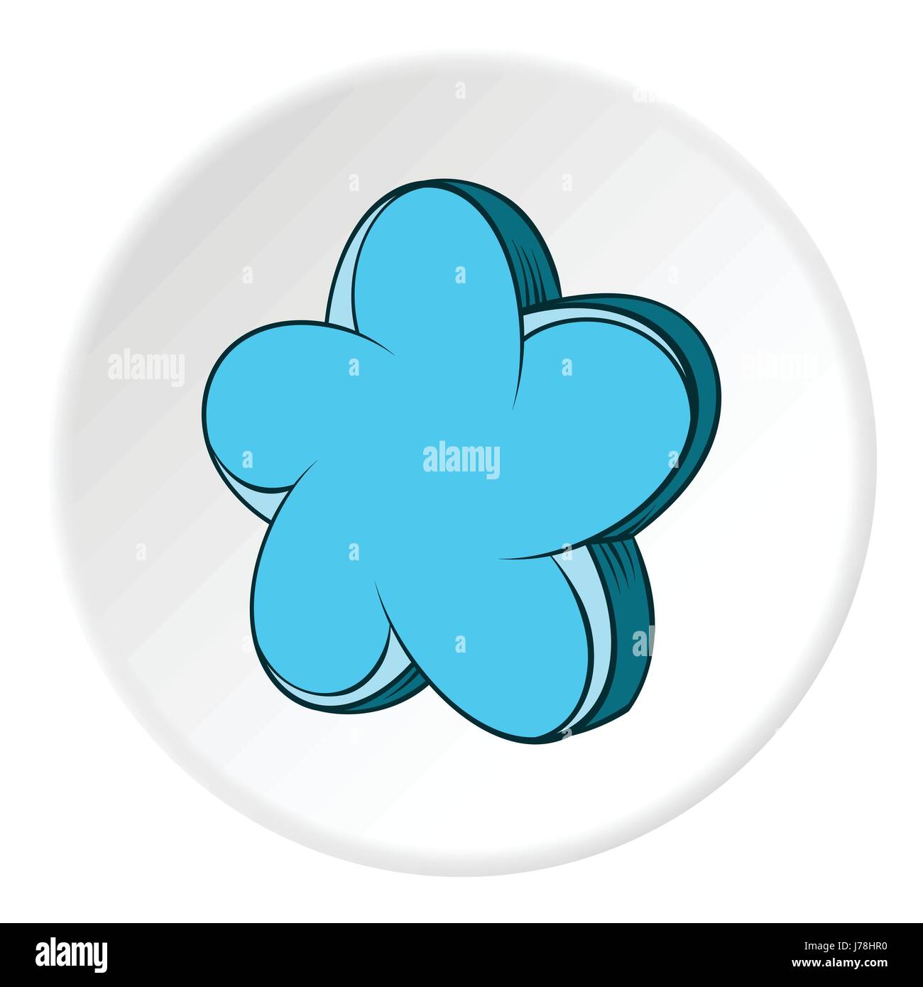 Star shaped flower icon in cartoon style on white circle background ...
