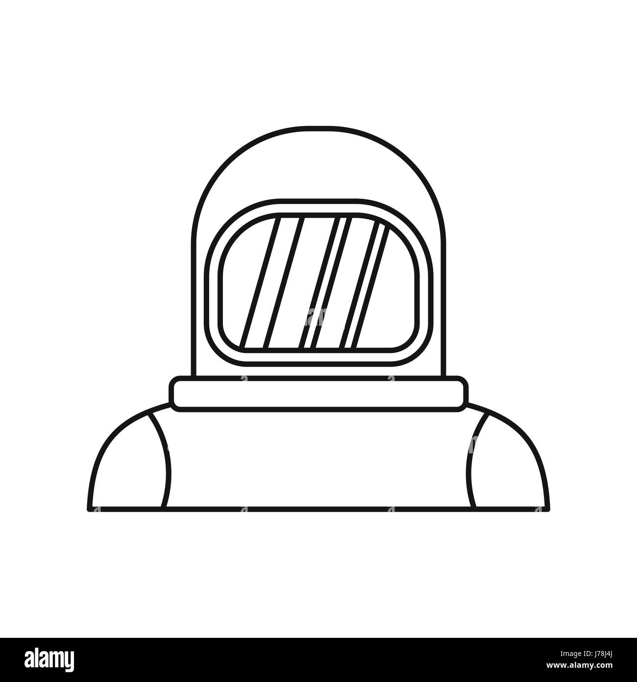 Cosmonaut icon in outline style isolated on white background. Space ...