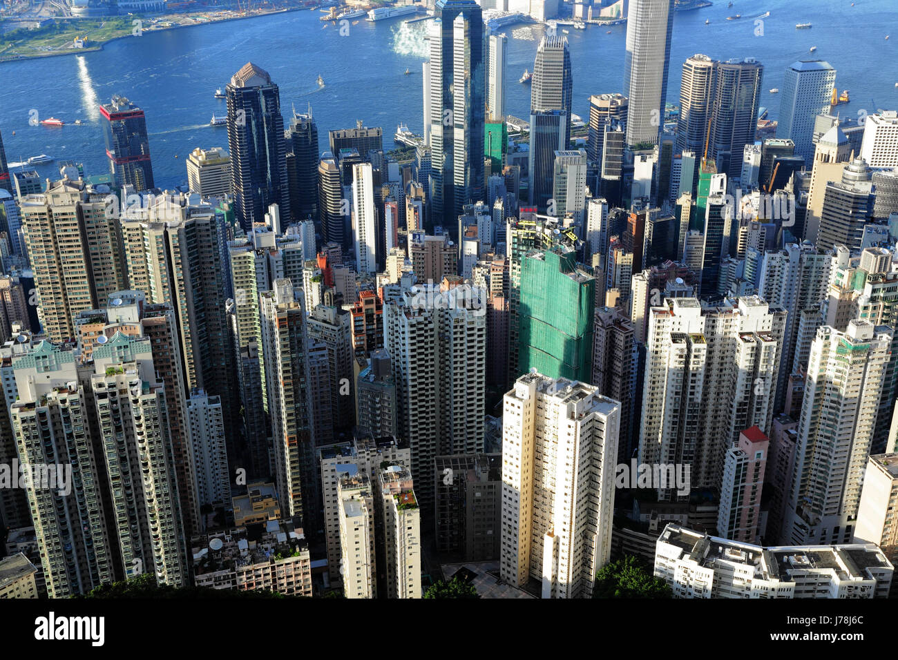 crowded building blue tower office travel city town famous modern ...