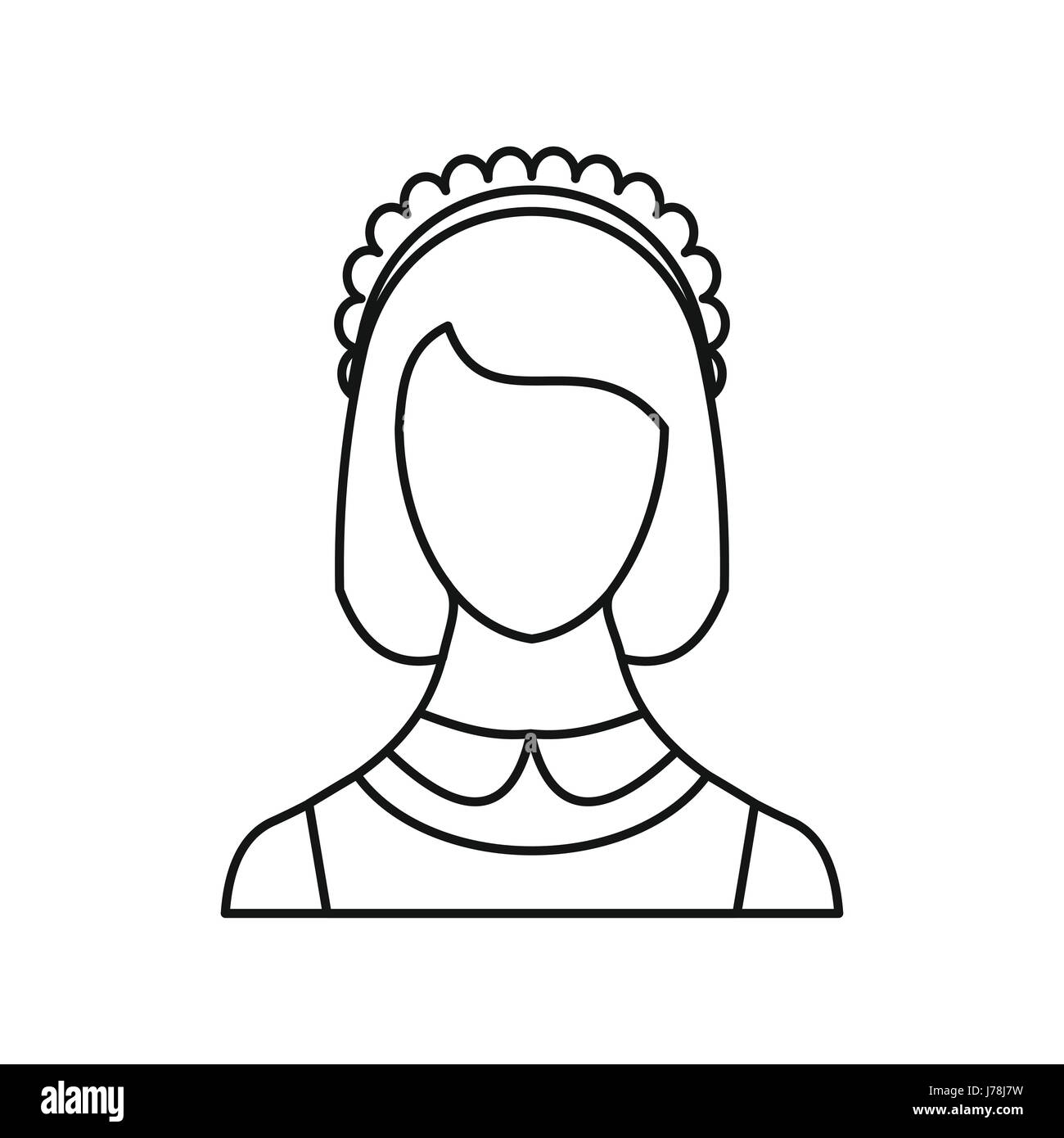 Maid icon in outline style isolated on white background. People symbol ...
