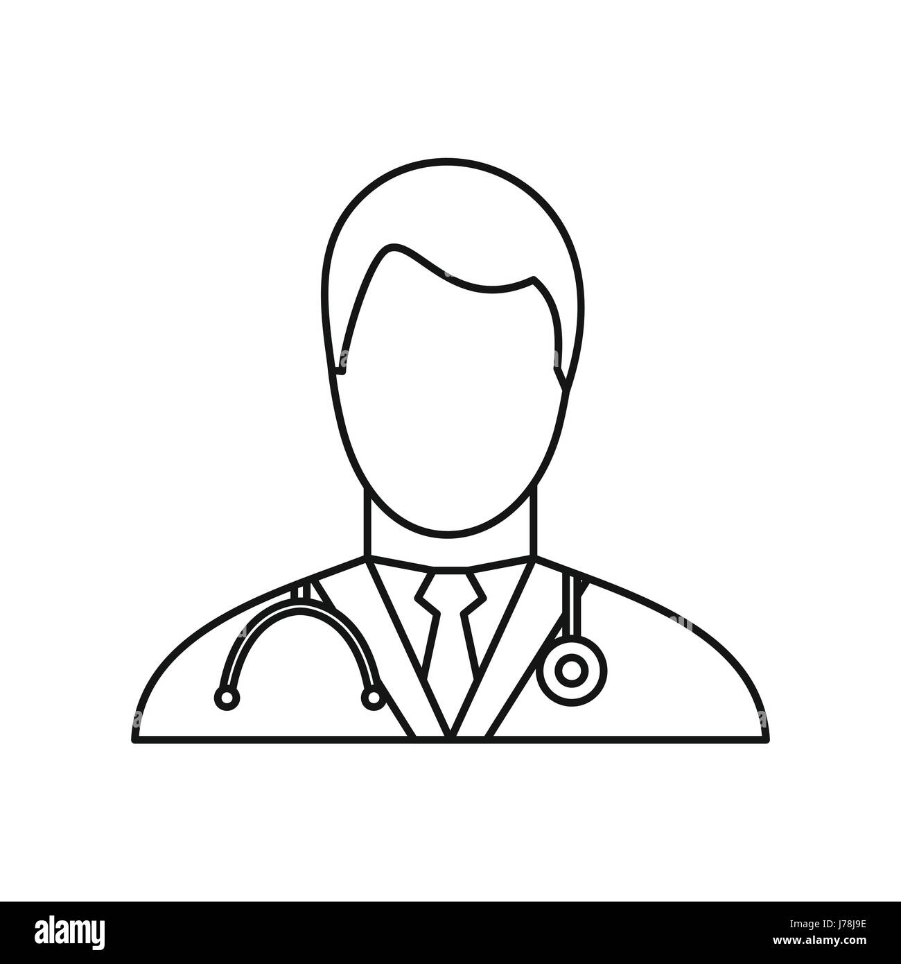 Doctor icon in outline style isolated on white background. Job symbol ...