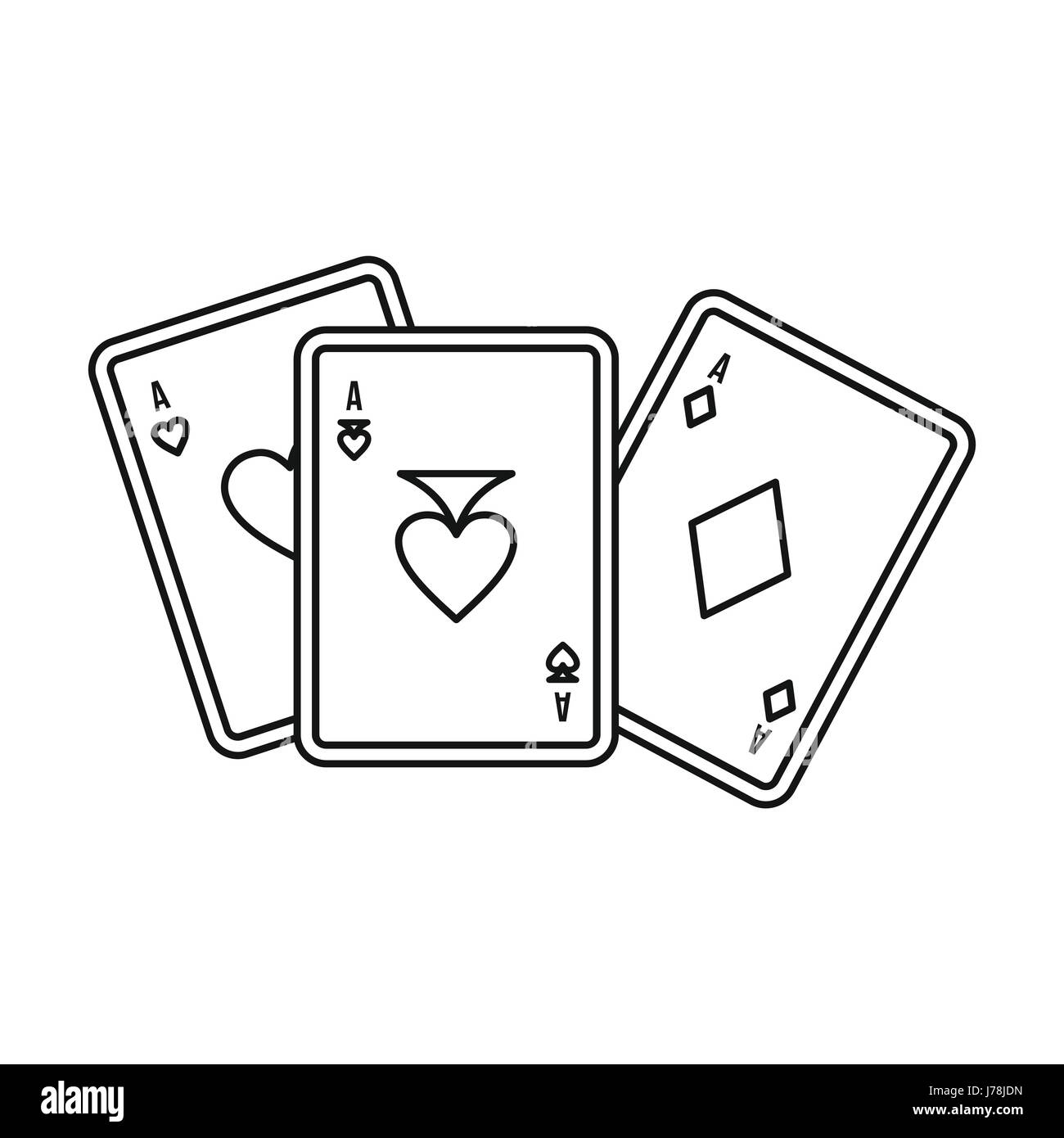 Playing cards icon in outline style isolated on white background. Game ...