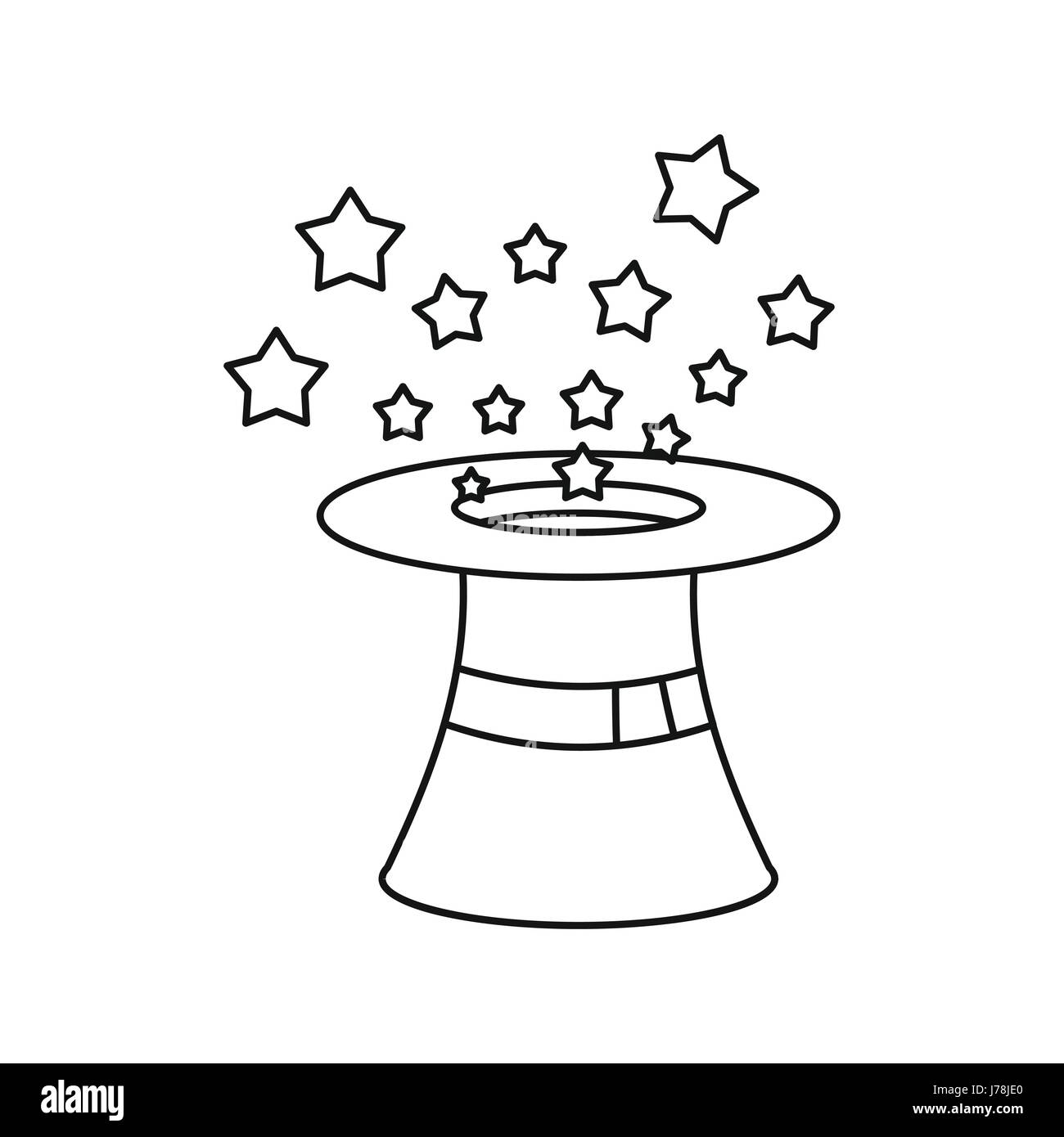 Magician hat icon in outline style isolated on white background. Tricks ...