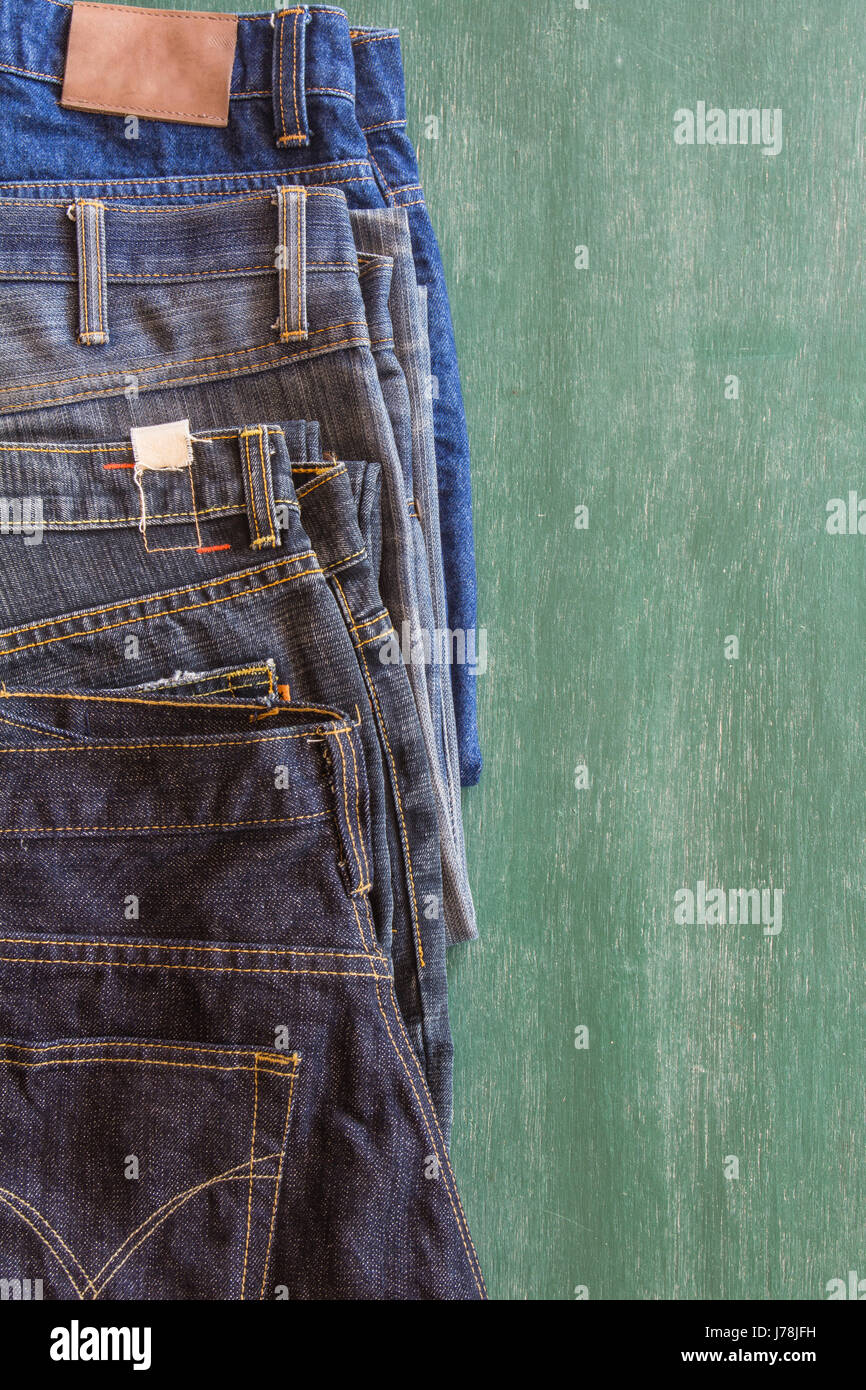 back three jeans with chalkboard background Stock Photo - Alamy