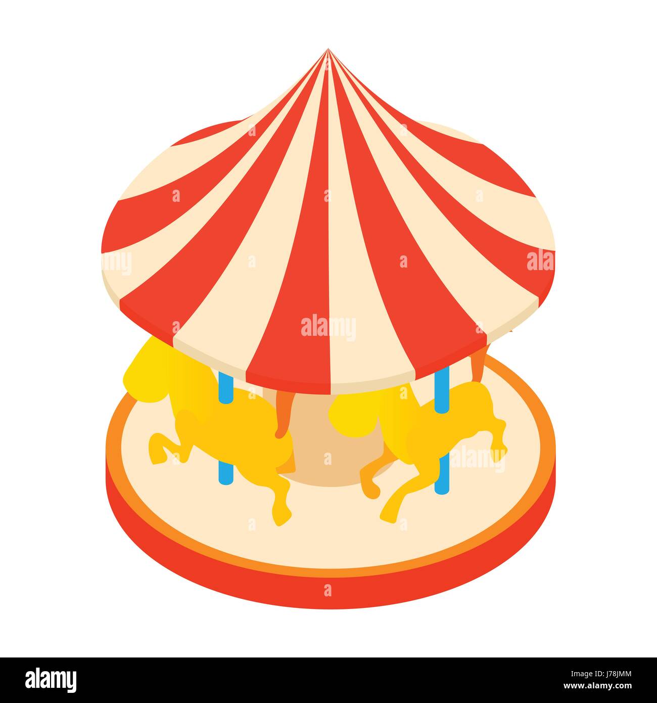 Carousel with horses icon in cartoon style isolated on white background ...