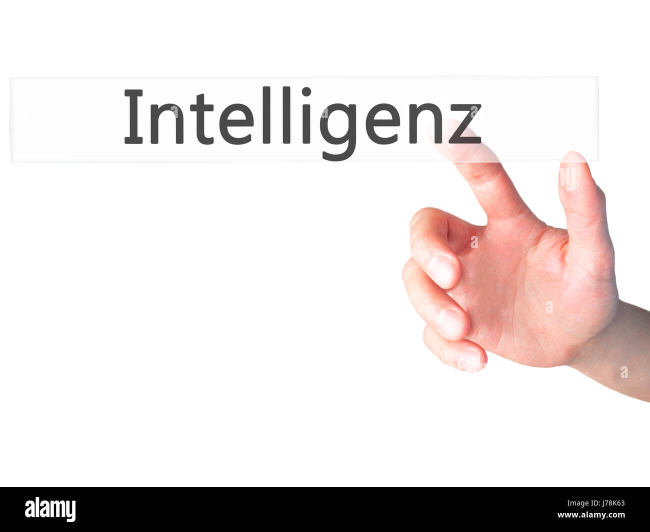Intelligenz (Intelligence in German) - Hand pressing a button on ...